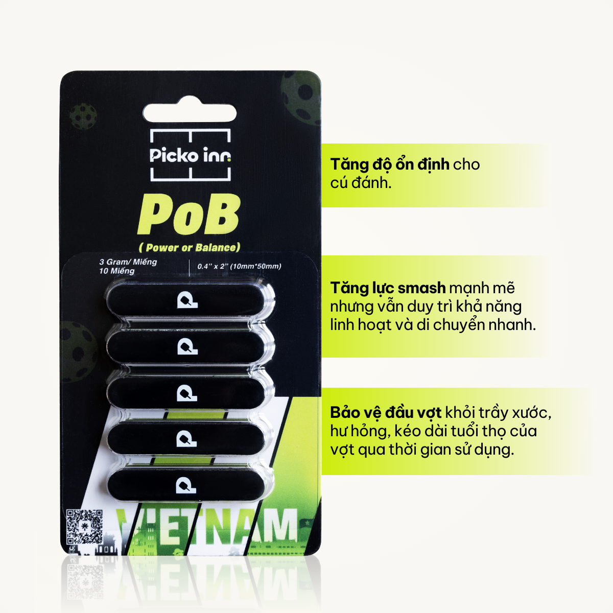 Miếng dán chì vợt Pickeball PoB – Picko Inn